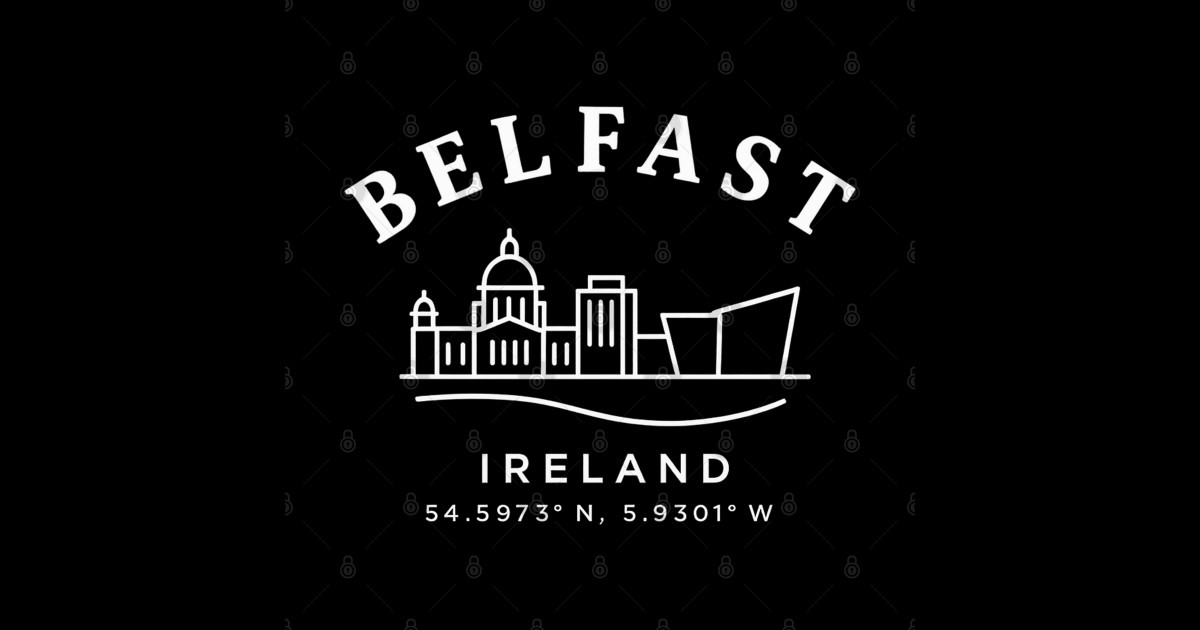 Belfast Ireland Skyline Outline Badge - Belfast - Sticker | TeePublic