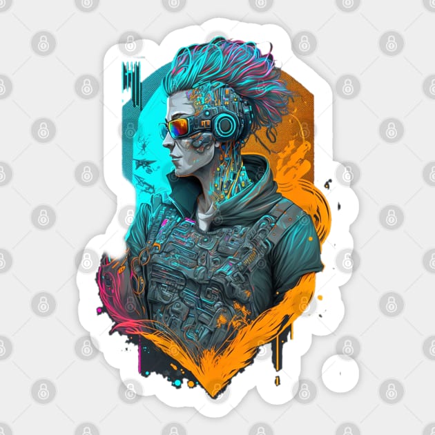 Neon Cyberpunk Hacker - V1.11 - Steampunk - Sticker | TeePublic