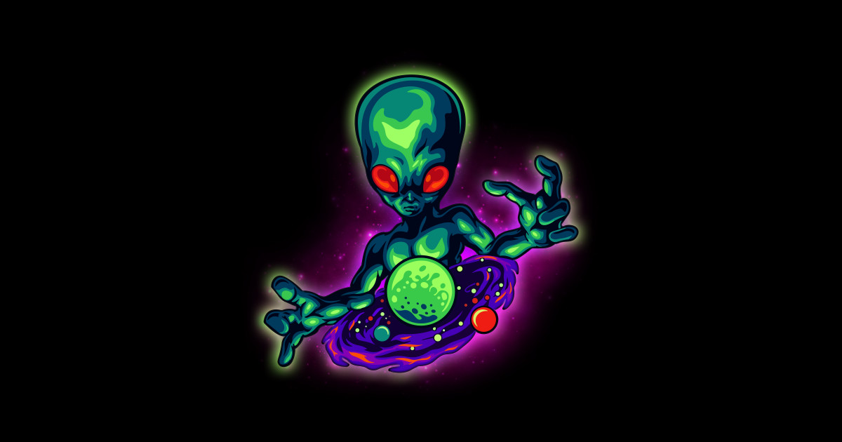 Alien and Galaxy - Alien - Sticker | TeePublic