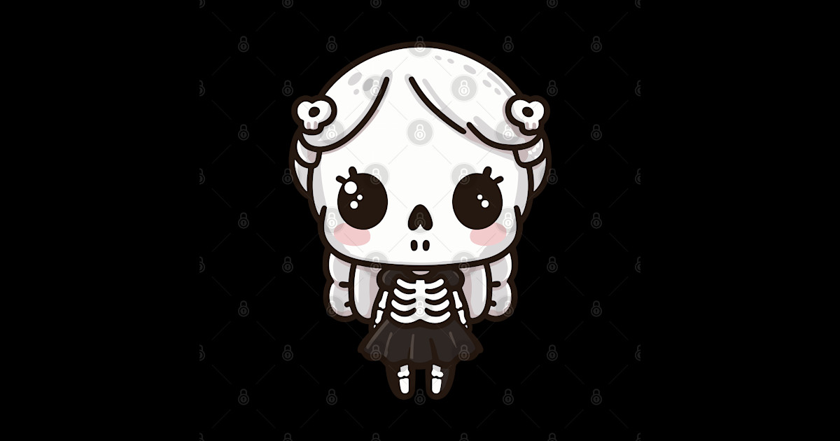 Cute Skeleton Girl In Kawaii Style | Kawaii Skeleton Design for ...