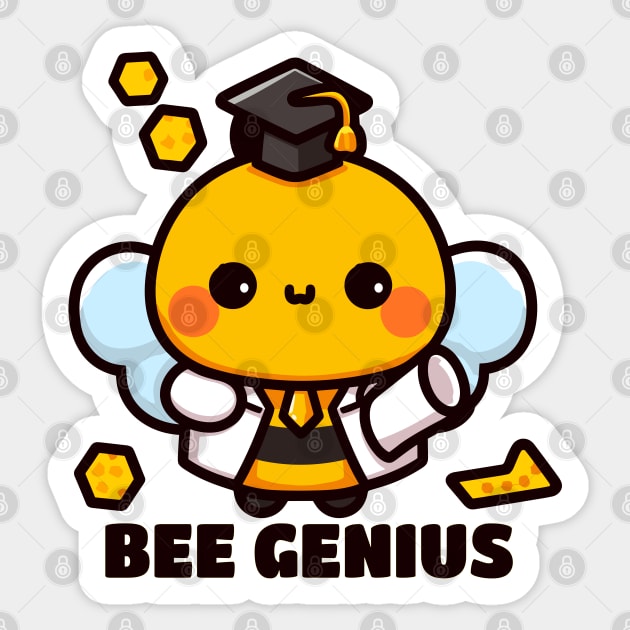 Bee Genius - cute bee wearing graduation uniform - Bee - Sticker ...