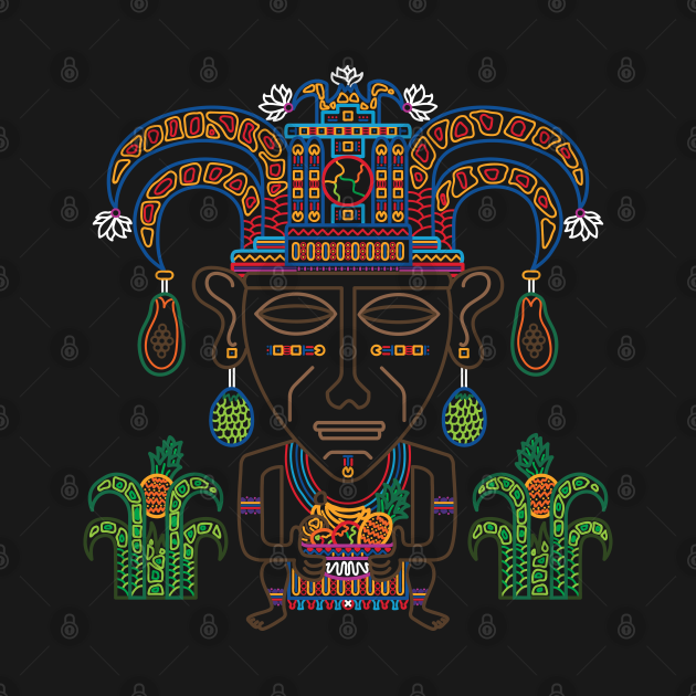 MUISCA CHIBCHA COLOMBIA FRUIT INDIAN MASK - linework - Indigenous South ...