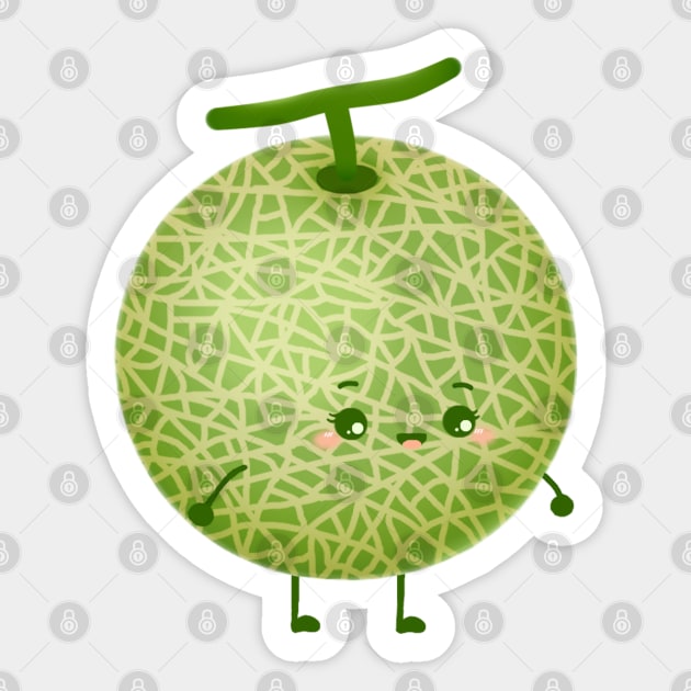 Cute Honeydew Melon Cartoon Illustration - Cute Melon Cartoon - Sticker ...