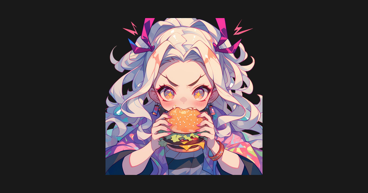 Daki Demon Slayer Anime Girl Kawaii Chibi Burger Cute Glow Moment ...
