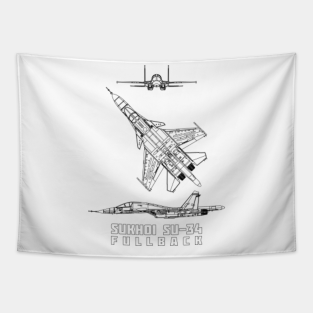 Sukhoi Su 34 Russian Plane Diagram Tapestries for Sale | TeePublic