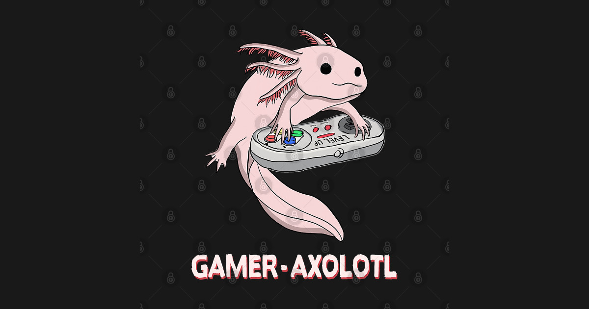 Gamer Axolotl Fish Playing Video Gamer White Axolotl Lizard 154 ...