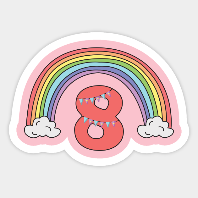 8 years Cute Birthday Gift Girls - 8 Years Old Birthday Girls Rainbow ...