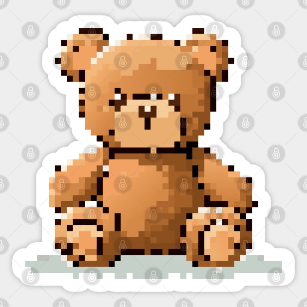 Teddy bear pixel art - Pixel Art - Sticker | TeePublic