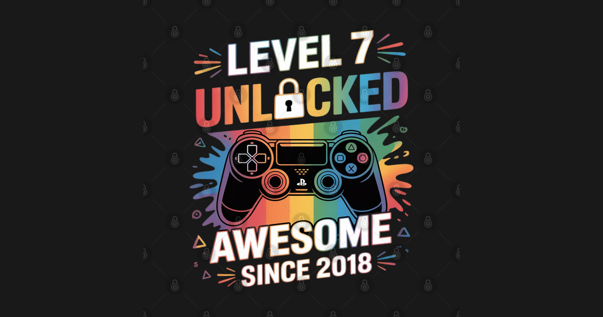 Level 7 Unlocked 7 Year Old Video Gamer 7th Birthday - Level 7 Unlocked ...