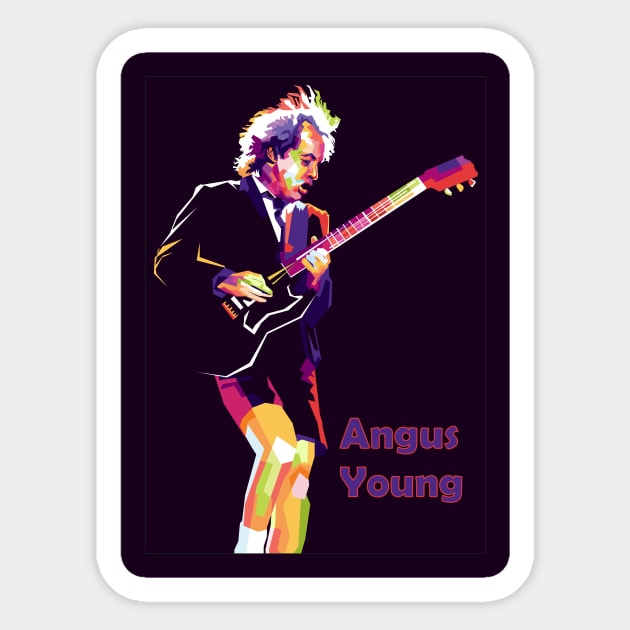 angus young played guitar - Angus Young - Sticker | TeePublic