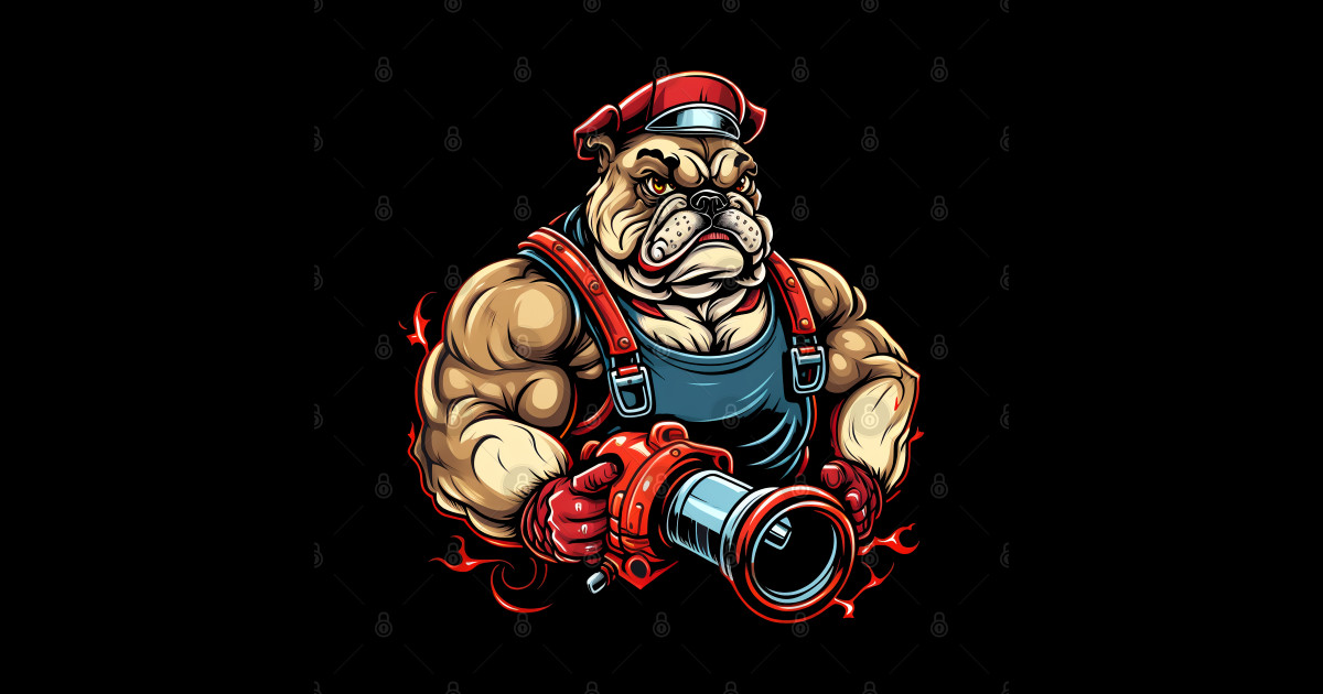 Firefighter Bulldog - Firefighter - Sticker | TeePublic