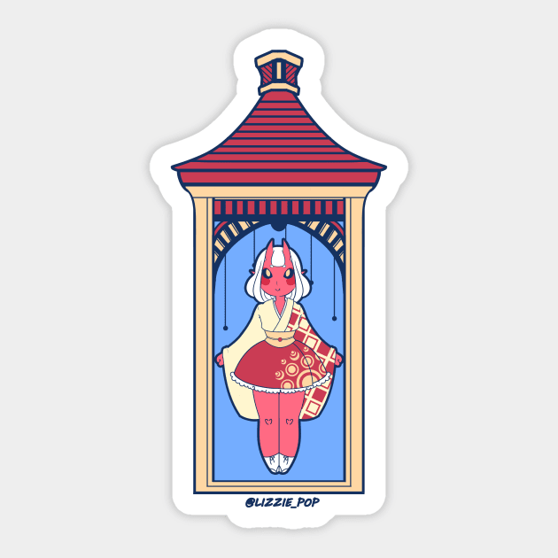 Red Little Oni Girl - Cute Illustration - Sticker | TeePublic