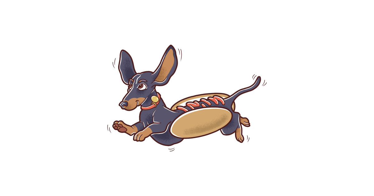 Cute Running Hot Dog Dachshund - Animals - T-Shirt | TeePublic