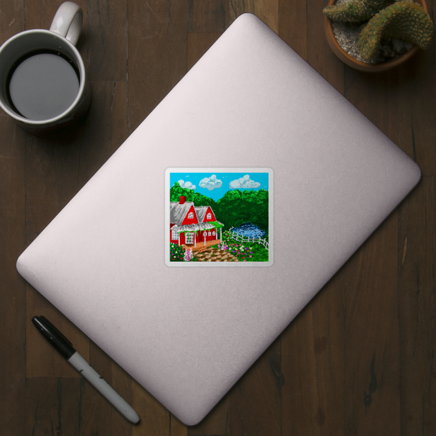 Cottagecore pixel art Farmhouse - Cottagecore - Sticker | TeePublic