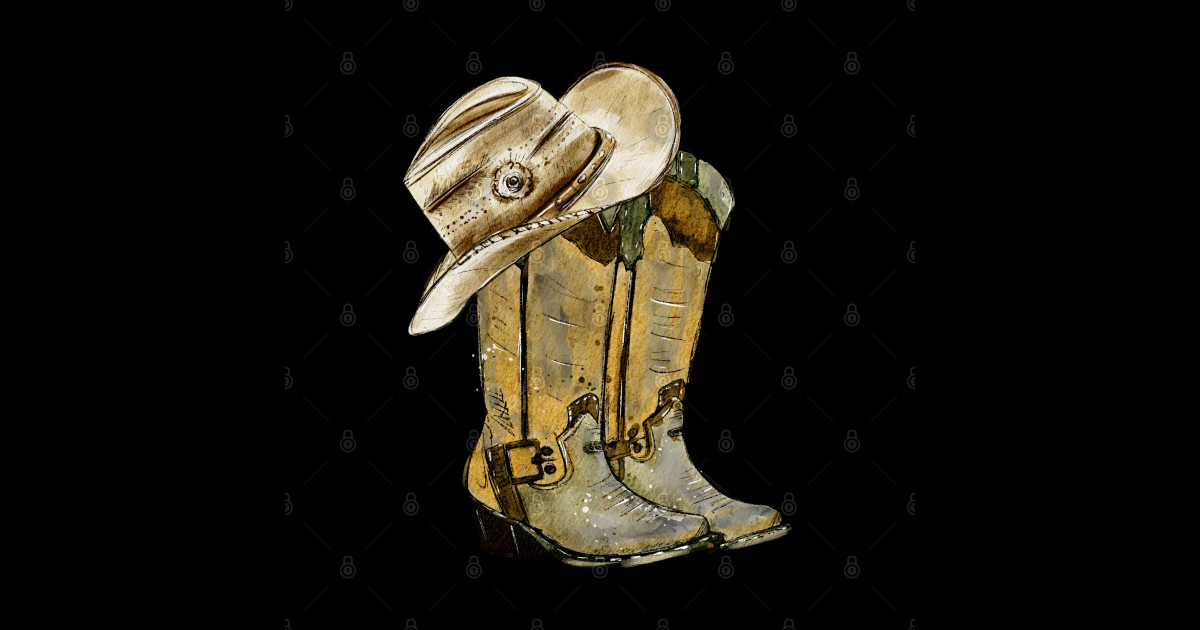 cowboy hat with boots - Cowboy Hat With Boots - Posters and Art Prints ...