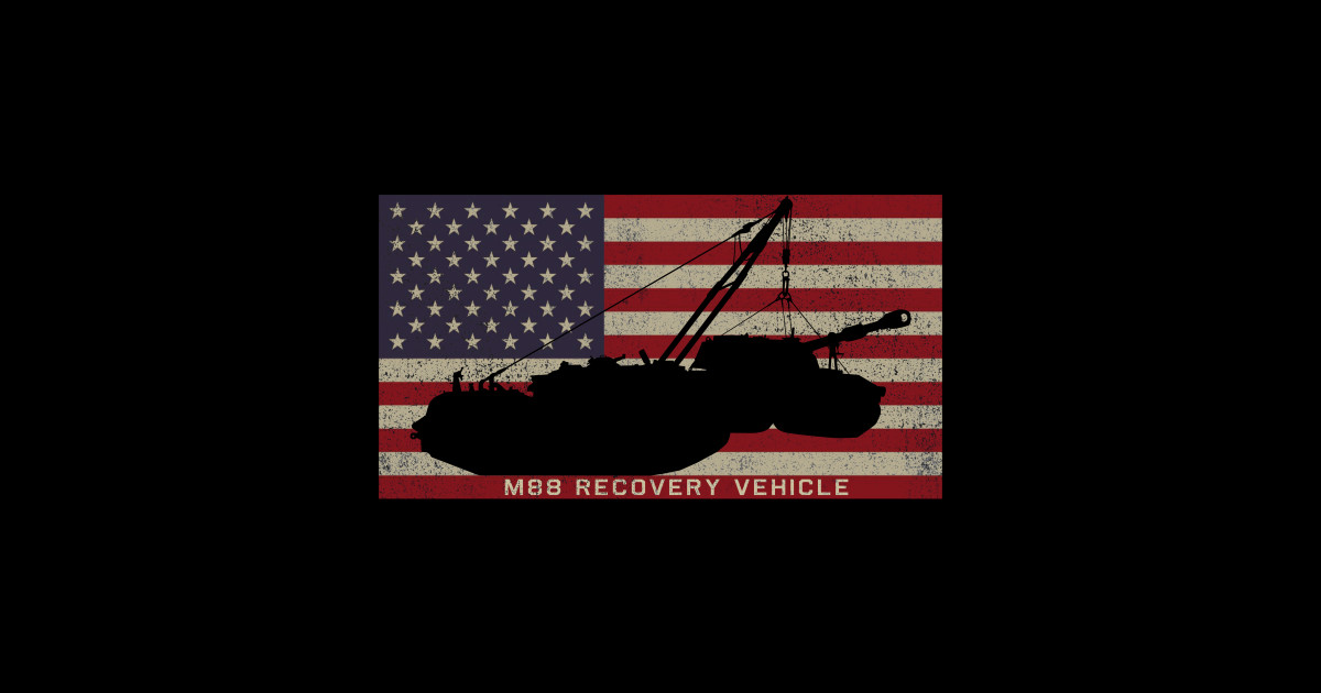 M88 Recovery Vehicle ARV Lifting M109 Howitzer Vintage American Flag ...