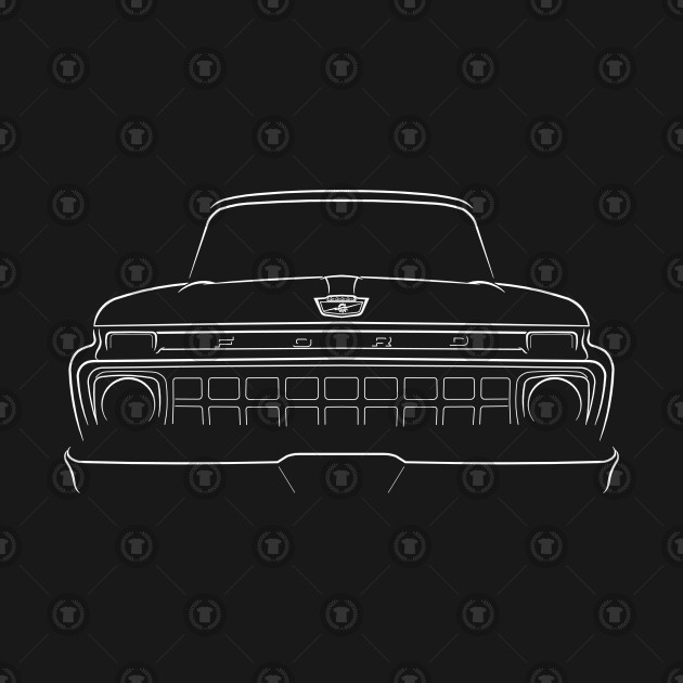 1965 Ford F-100 Pickup - front Stencil, white - F 100 - T-Shirt | TeePublic