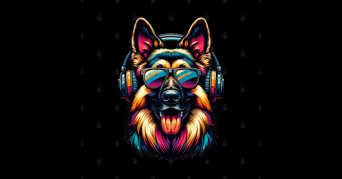 German Shepherd Dog Smiling DJ with Lively Tunes - Smiling Dog ...