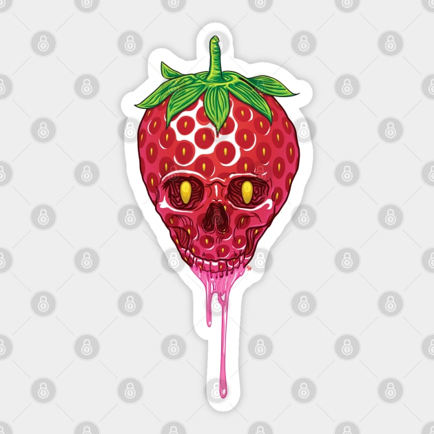 Strawberry Skull - Strawberry Skull - Sticker | TeePublic