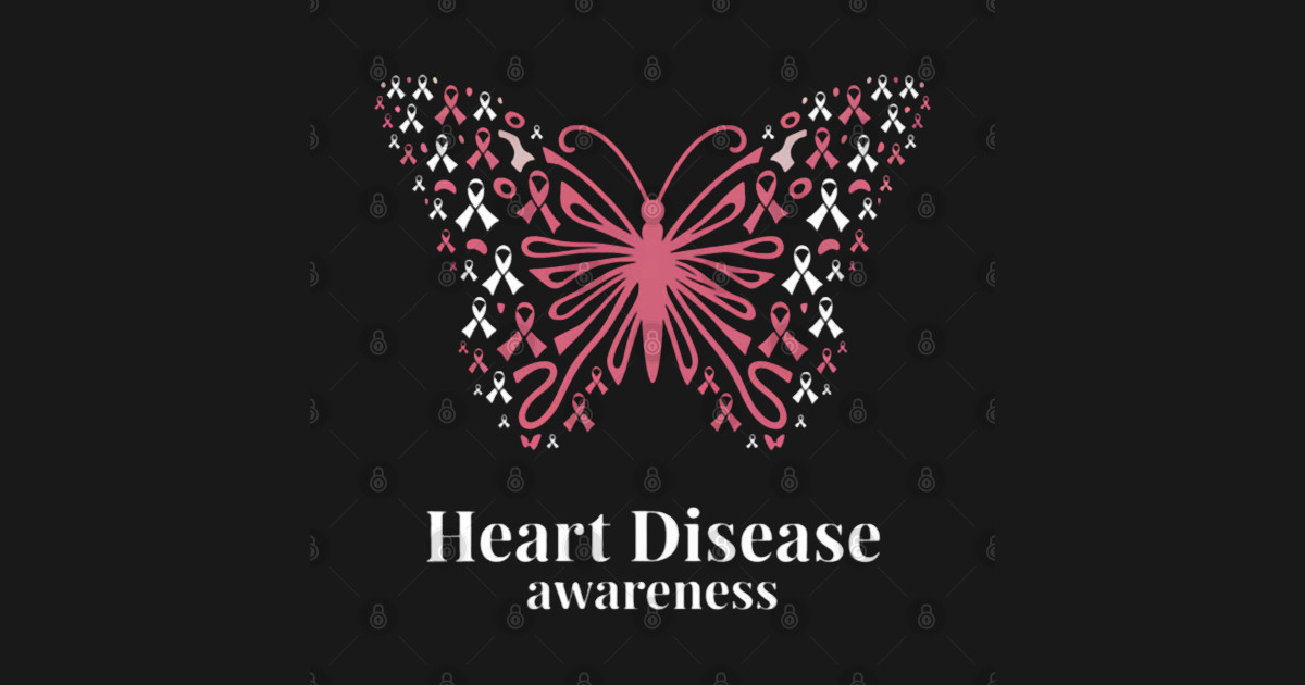 Heart Disease Awareness Butterfly - Heart Disease Awareness - T-Shirt ...