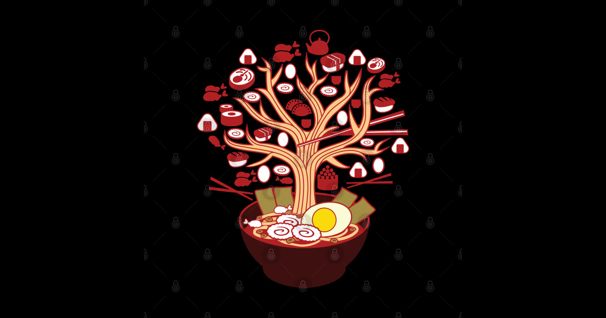 Ramen Tree Illustration - Ramen Tree Illustration - Sticker | TeePublic