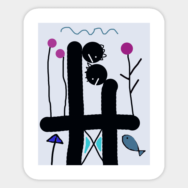 Kids in a Quiet Moment Stick Figure - Stick Figure - Sticker | TeePublic