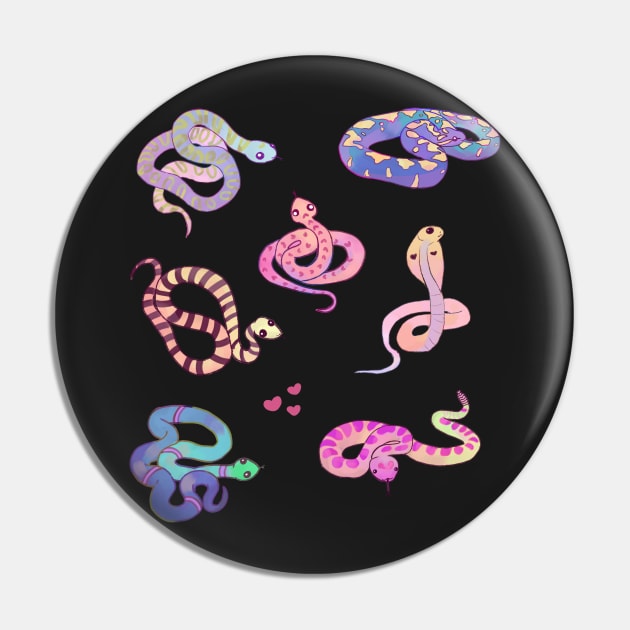 Cute watercolor snake sticker pack - Stay Back - Pin | TeePublic