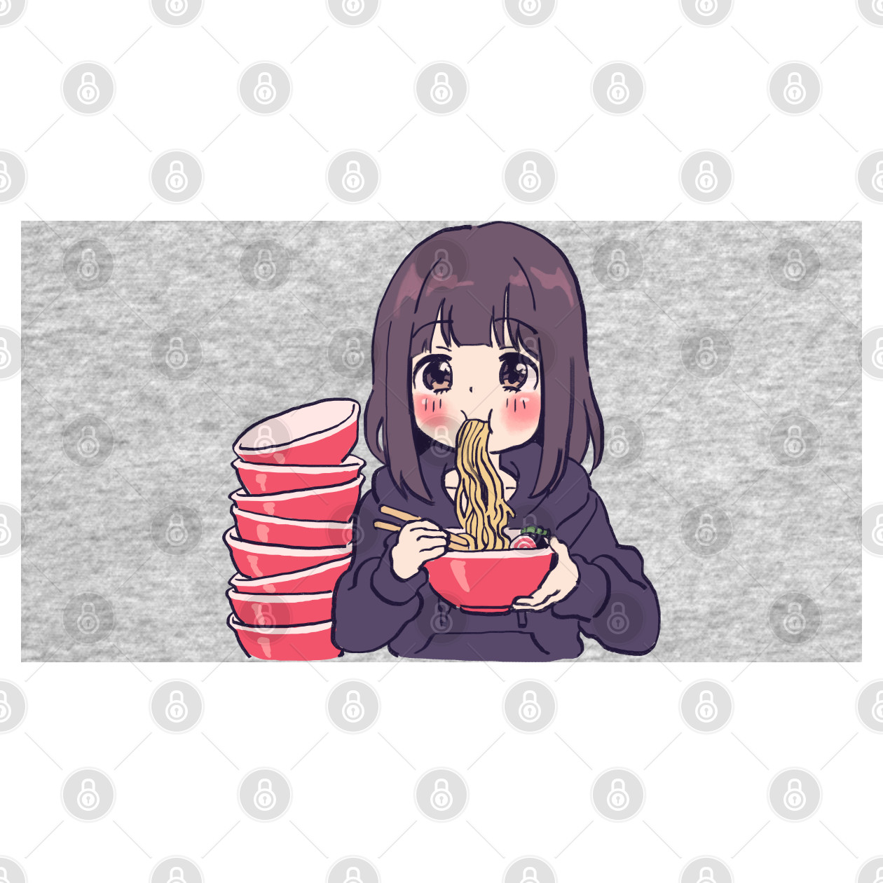 I draw cute anime girl eating ramen / Menhera Shoujo Kurumi-chan ...