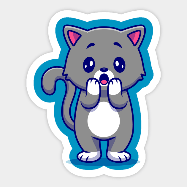 Cute Cat Shock Cartoon - Cute Cat Shock Cartoon - Sticker | TeePublic
