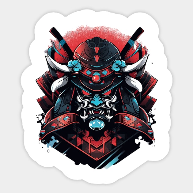 samurai mask - Oni Mask - Sticker | TeePublic