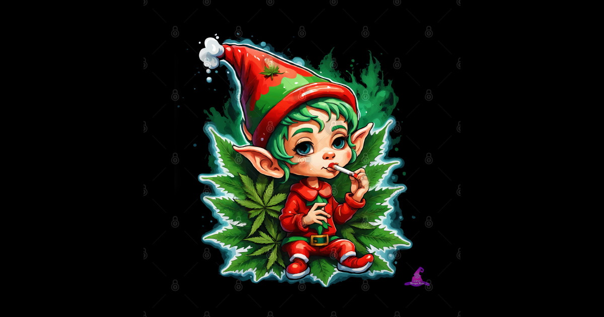 BLUNT SMOKING ELF - Weed Christmas - Posters and Art Prints | TeePublic