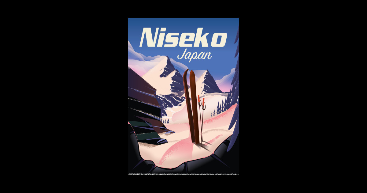 Niseko Hokkaido vintage style ski poster - Niseko Hokkaido Ski ...