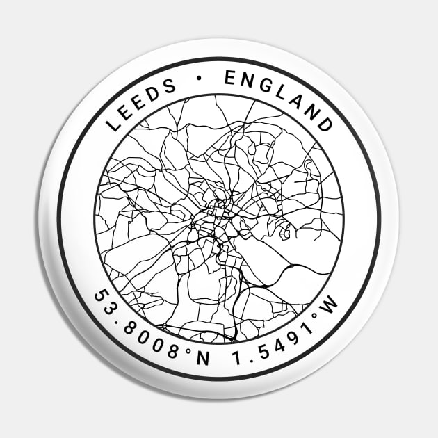 Leeds Map - Leeds England - Pin | TeePublic