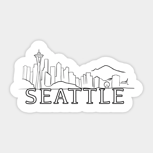 Line outline of the Seattle Skyline - Seattle Skyline - Sticker | TeePublic
