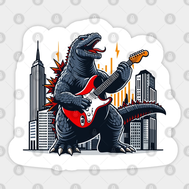 Godzilla Rock and Roll the City - Godzilla Minus One - Sticker | TeePublic