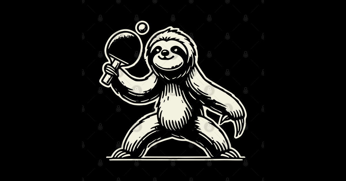 Sloth Table Tennis Player - Player - Sticker | TeePublic