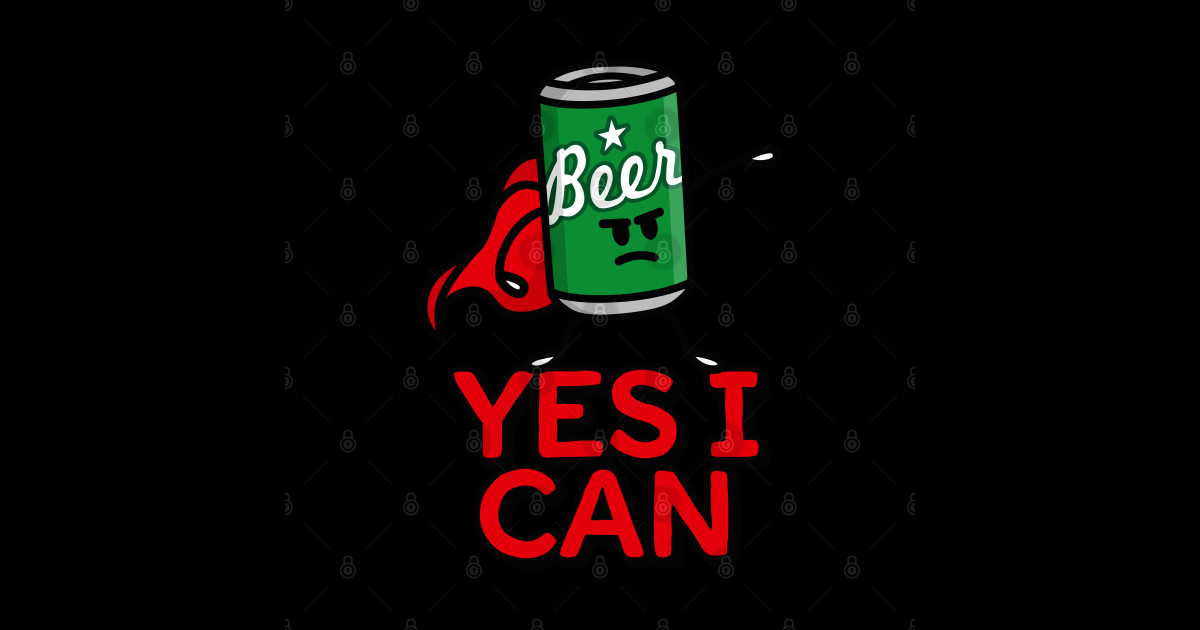 Yes I can, funny Superhero funny beer can pun - Beer Puns - Sticker ...