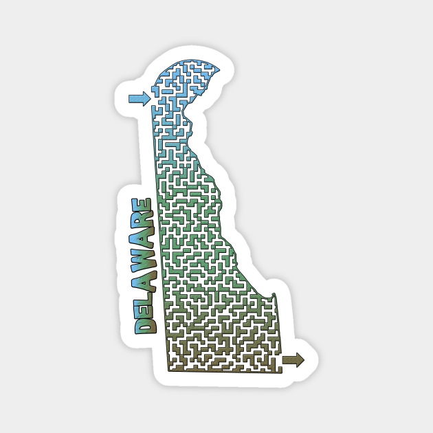 Delaware State Outline Maze & Labyrinth - Delaware - Magnet | TeePublic
