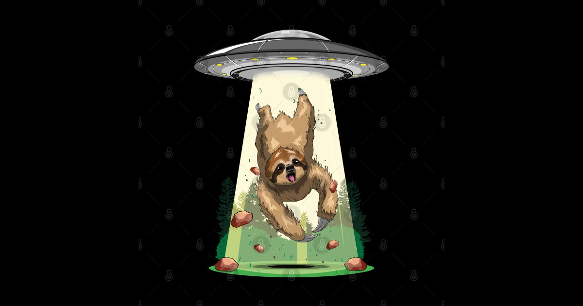 Sloth Abudction - Alien - Sticker | TeePublic