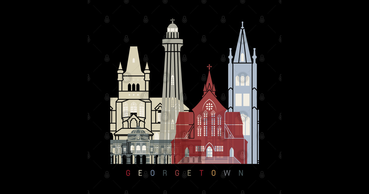 Georgetown skyline poster - Skyline - Sticker | TeePublic