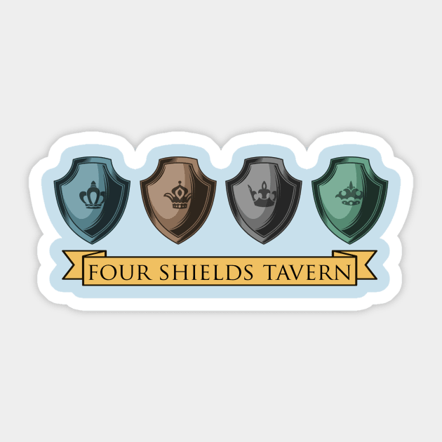 FOUR SHIELDS TAVERN - Skyrim Logo - Sticker | TeePublic