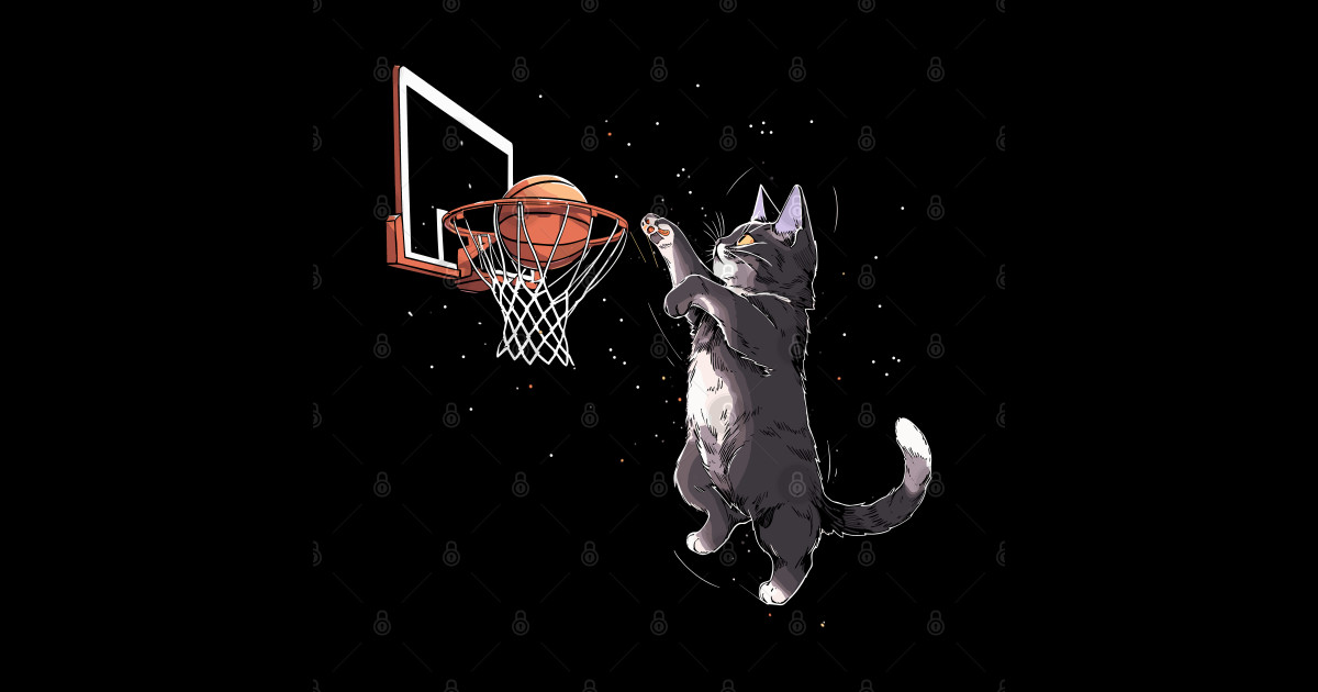 Cat Dunking Basketball Gifts Men Women Kids Funny Cat - Cat Basketball ...