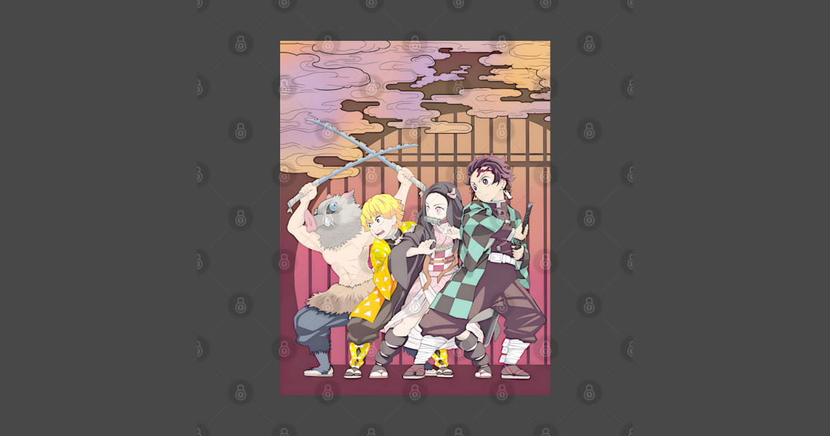 Demon Slayer Power Crew: Tanjiro, Nezuko, Zenitsu, Inosuke Anime Art ...