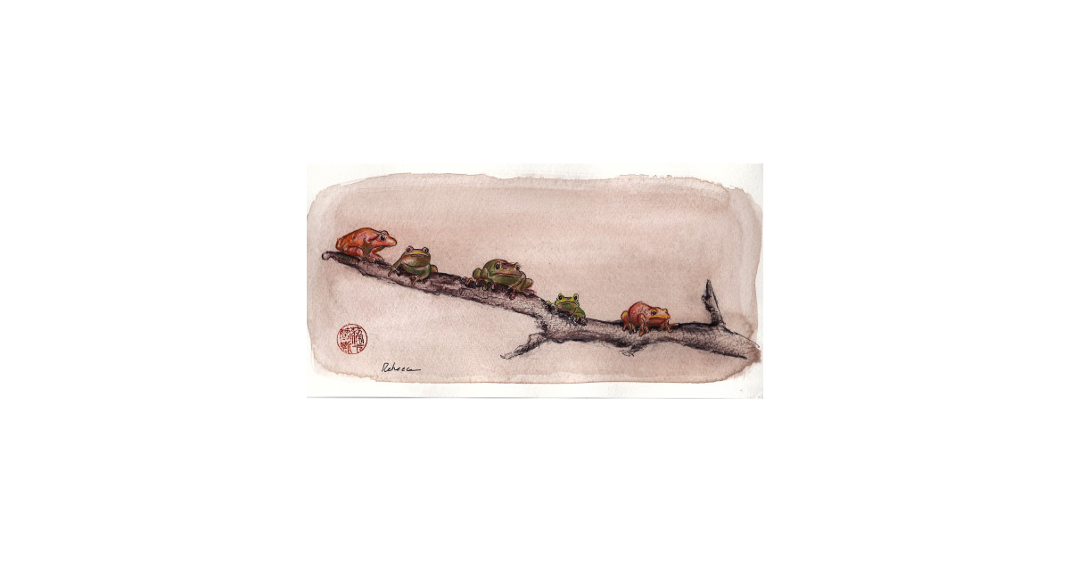 Spring Peepers - Original watercolor painting of tiny little forest ...