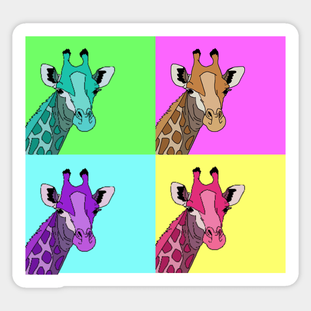 Colorful giraffes cute Popular animals - Colorful - Sticker | TeePublic
