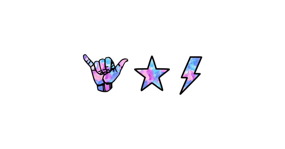 watercolor shaka, star and lightning sticker pack - Aesthetic - T-Shirt ...