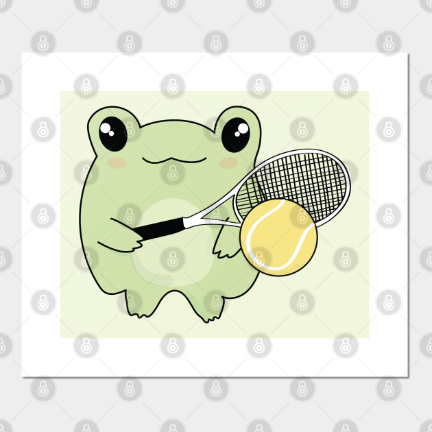 Kawaii Frog Loves Tennis - Kawaii Frog - Posters and Art Prints | TeePublic