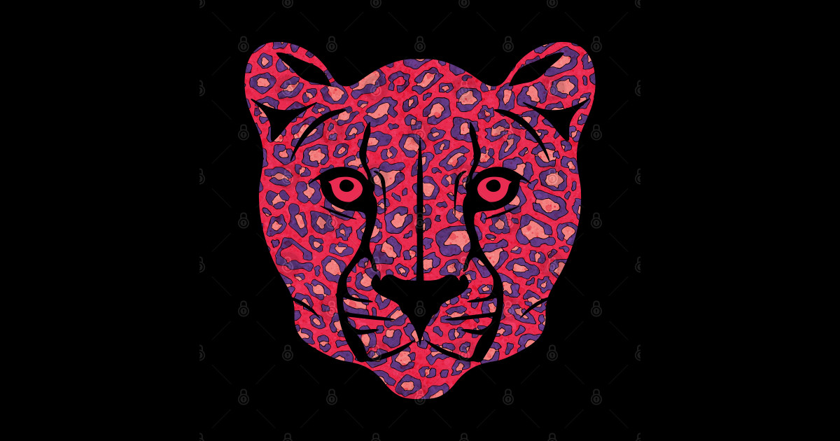 Hot pink leopard face - Leopard - Sticker | TeePublic