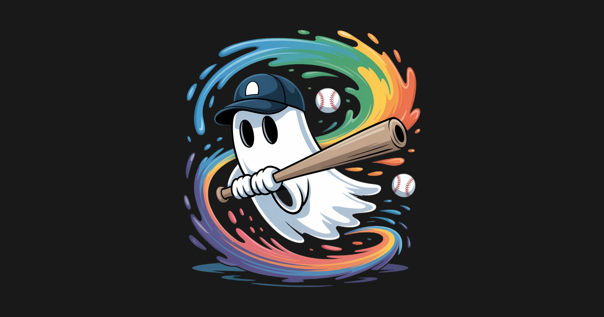 Ice Cream Drip Ghost Baseball Spots Cool Halloween - Ghost Funny - T ...