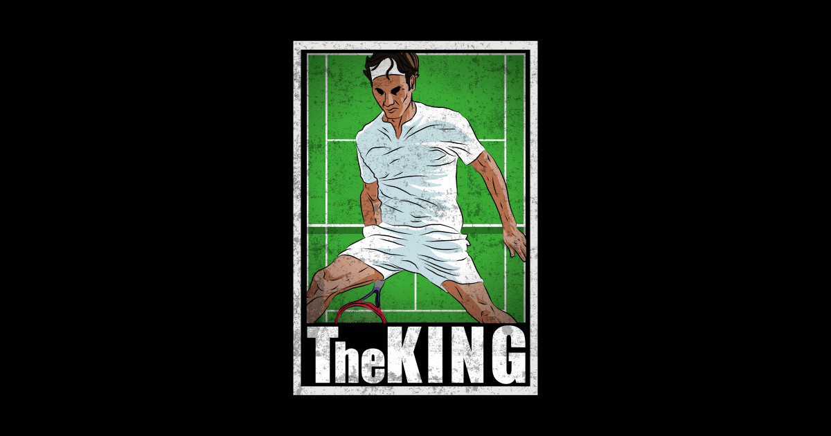 Federer Tennis Player Hero Vintage The King - Roger Federer - Sticker ...
